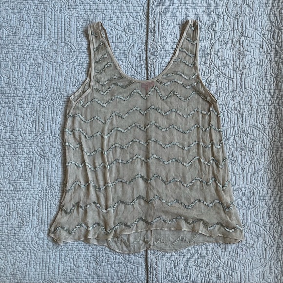 Chan Luu | Tops | Vintage Sheer Nude And Silver Beaded Top Size Medium | Poshmark